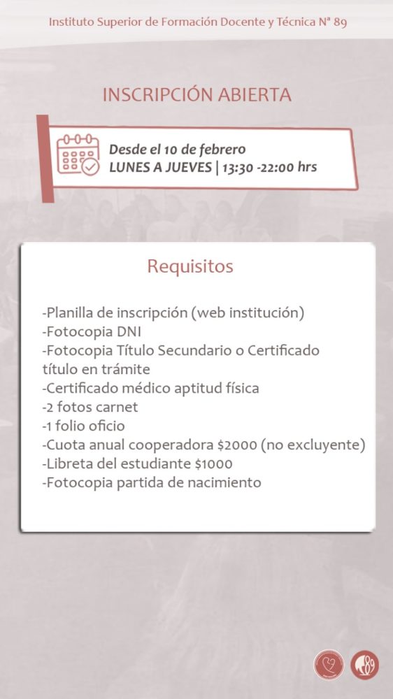 Sitio Web Del Instituto Superior De Formación Docente Y Técnica N° 89